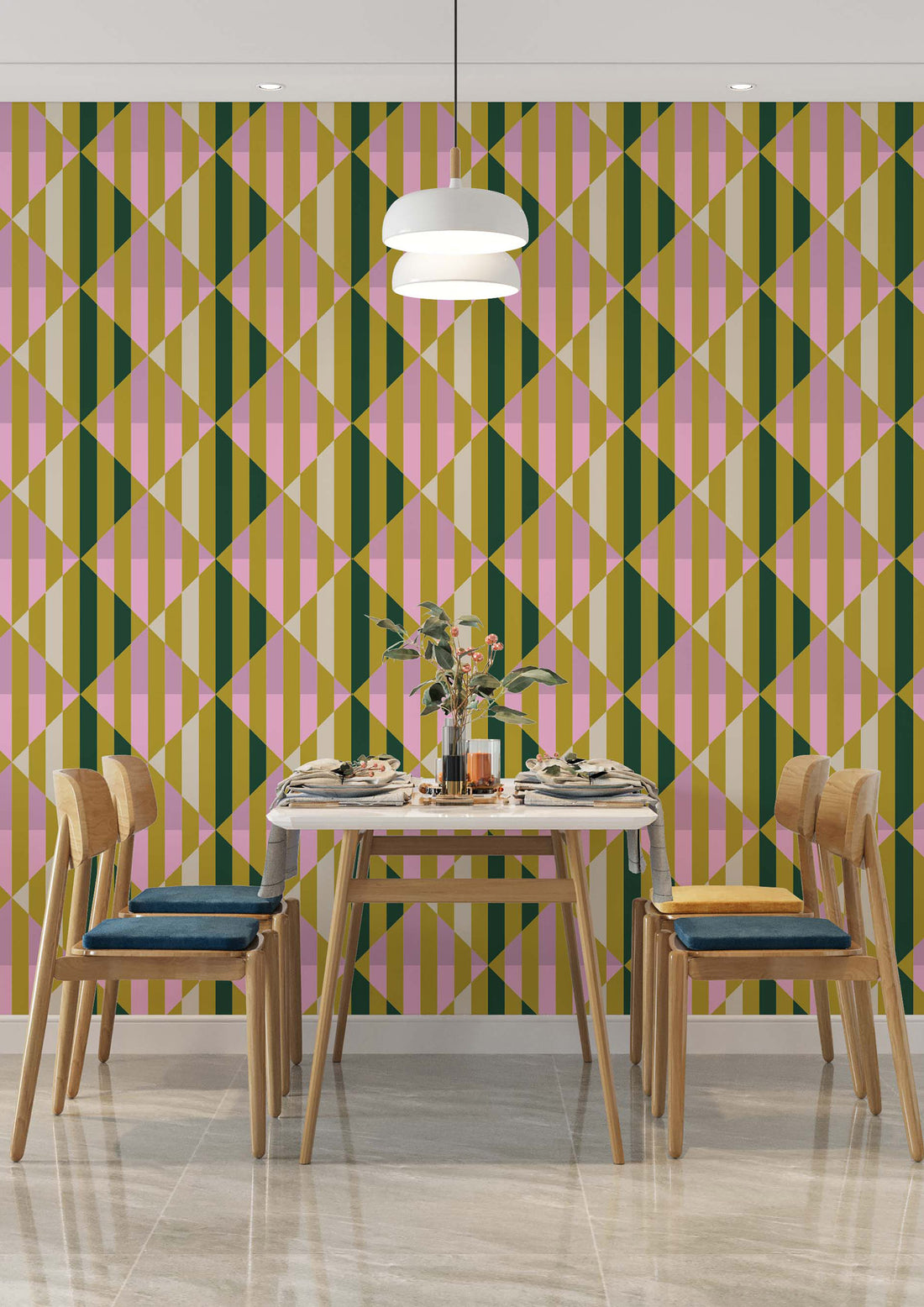 Diamond Stripe Geometric Wallpaper – Otto Studio